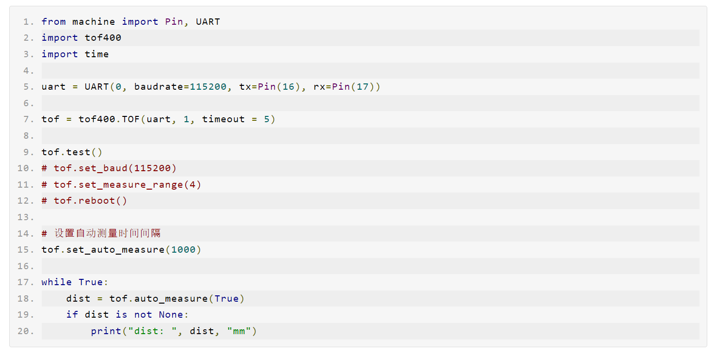 Writing and using the mpy library for the TOF400 laser ranging sensor ...